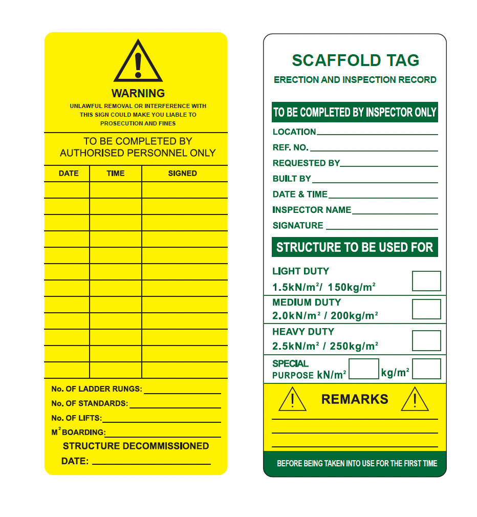 SafeLock® Scaffolding Safety Warning Tags — Spilldoc - Middle East